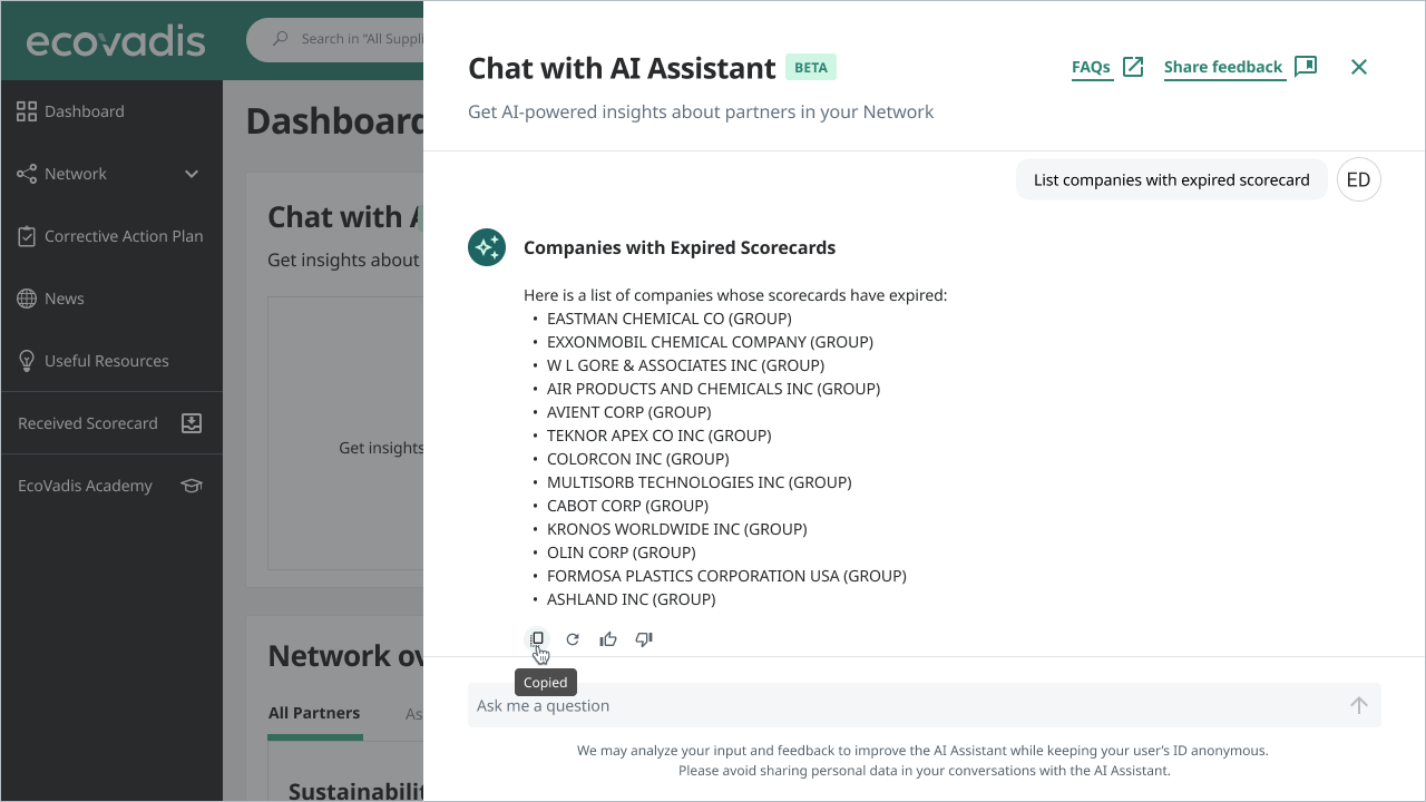 Como usar o Assistente de IA para análise de ficha de resultados e fornecedor – EcoVadis Centro ...